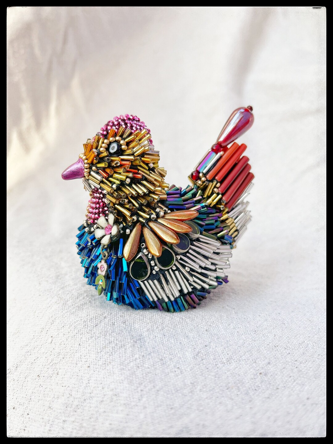 Mosaic Beaded Bird Art, Small Decorative Tabletop Bird Decor - Etsy