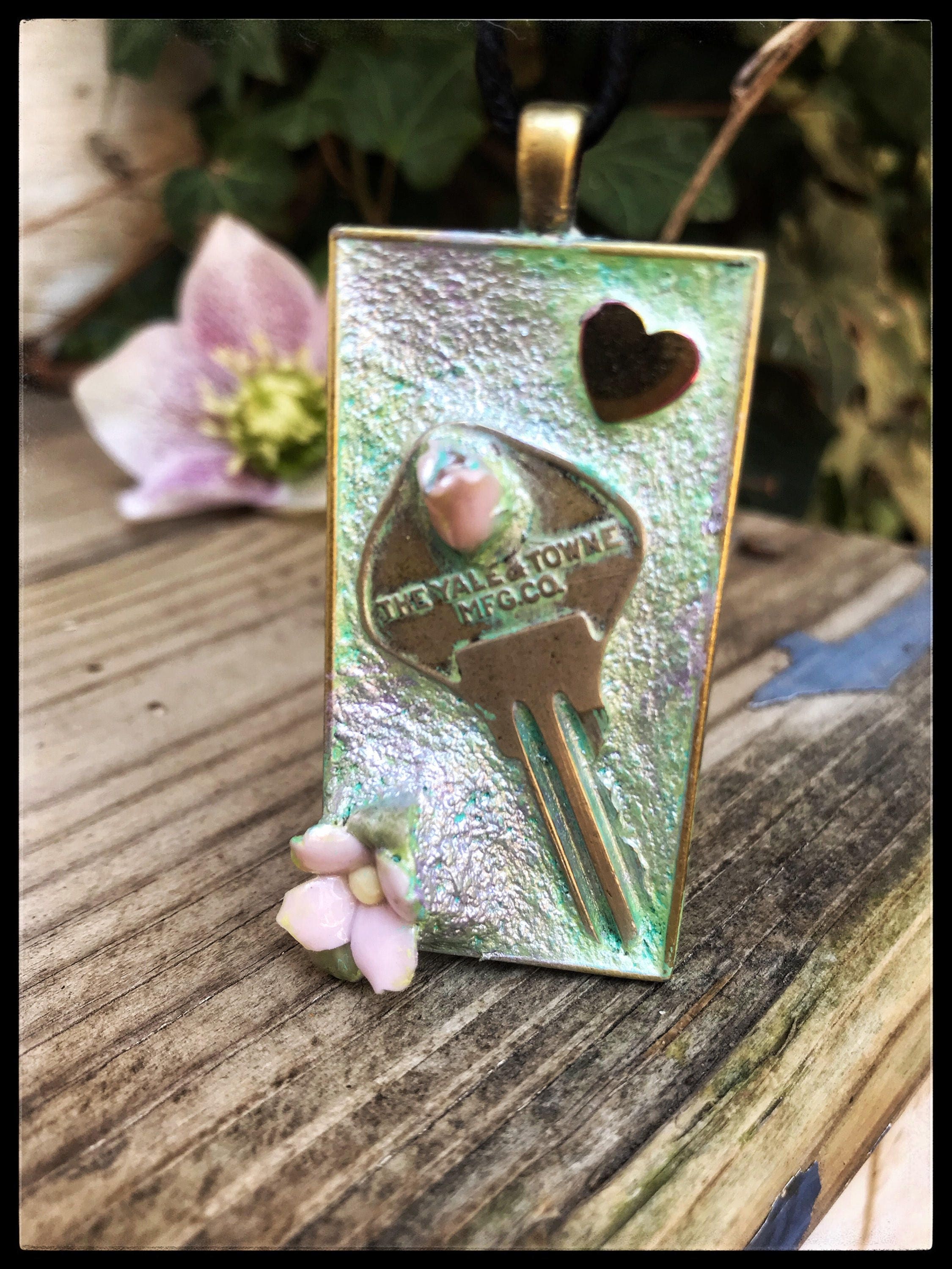 Mosaic jewelry key jewelry inspirational jewelry upcycled | Etsy