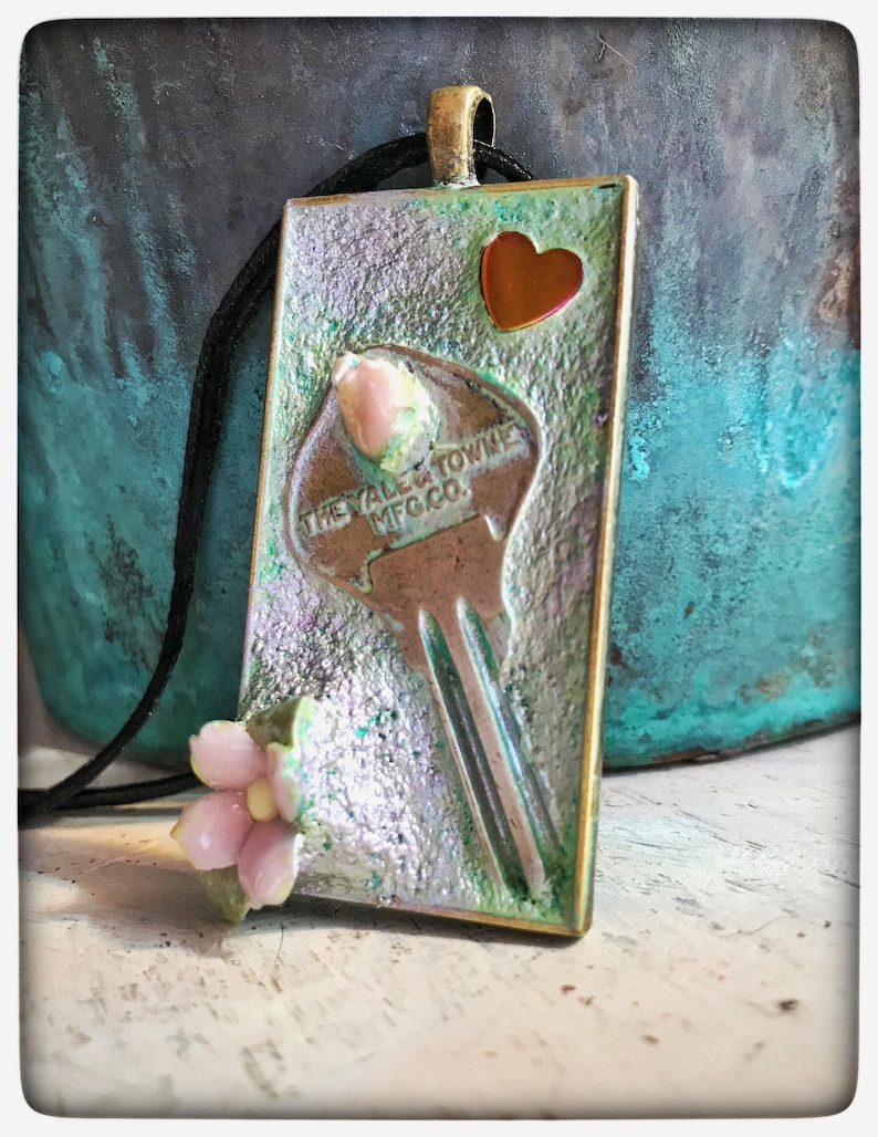 Mosaic jewelry key jewelry inspirational jewelry upcycled | Etsy