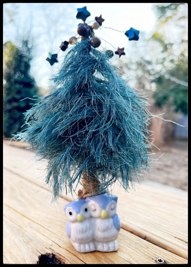 Sisal Holiday Winter Tree Decor, Small Decorative Fiber Art Tree in ...