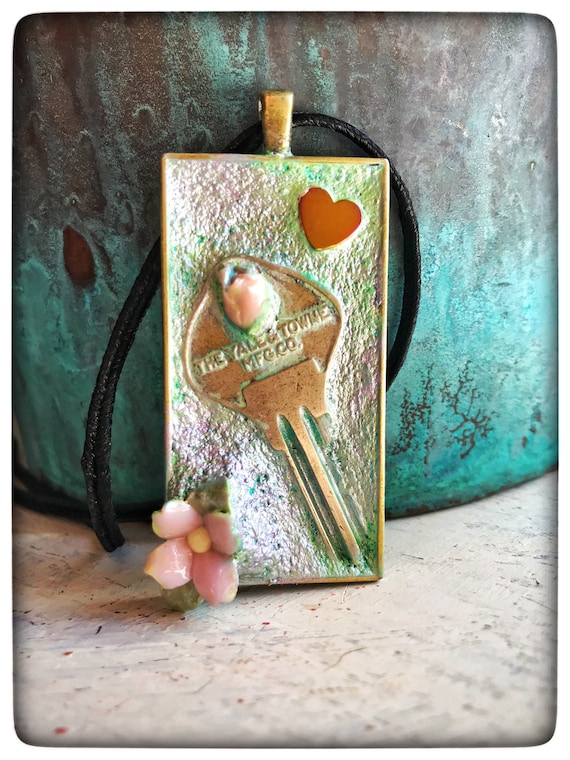 Mosaic jewelry key jewelry inspirational jewelry upcycled | Etsy