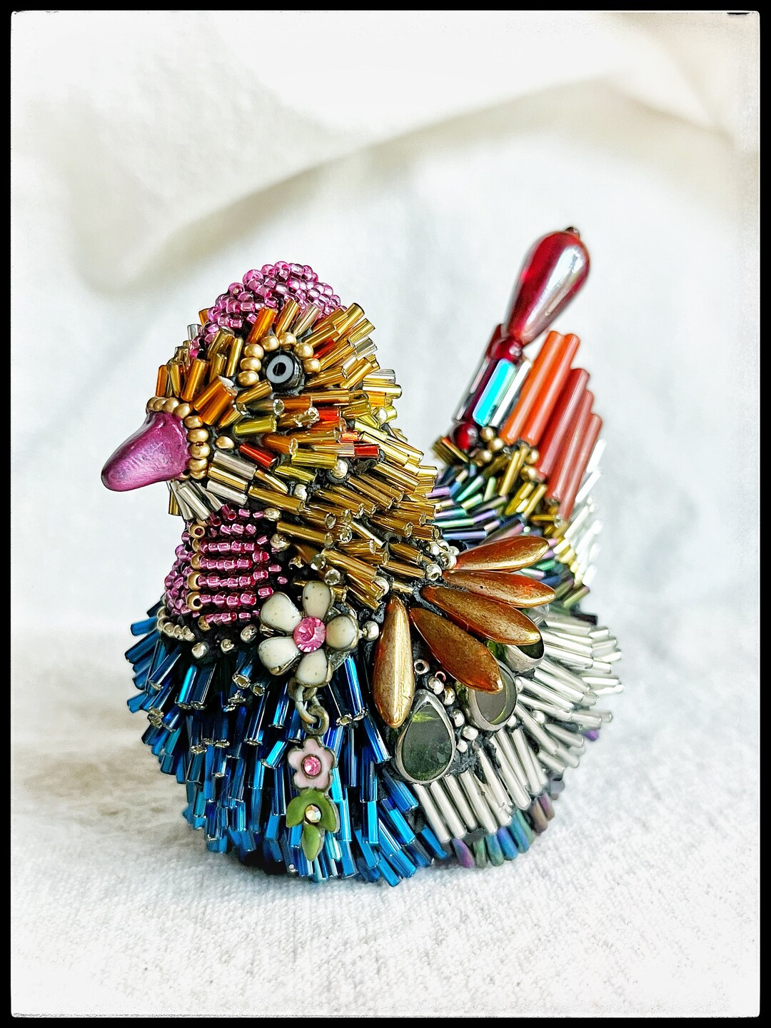 Mosaic Beaded Bird Art Small Decorative Tabletop Bird Decor - Etsy