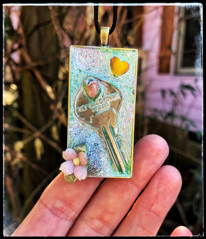 Mosaic Jewelry Key Jewelry Inspirational Jewelry Upcycled - Etsy