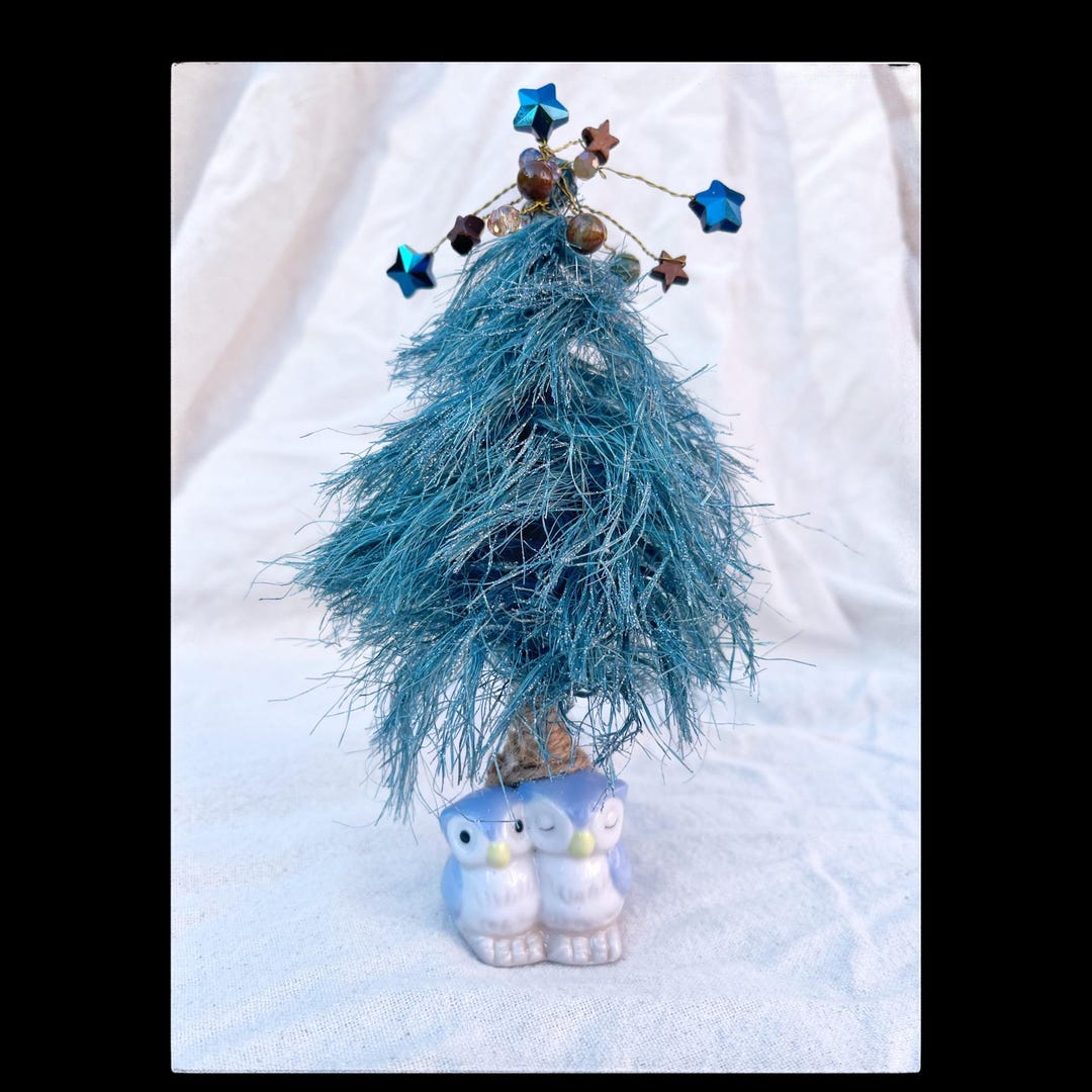 Sisal Holiday Winter Tree Decor, Small Decorative Fiber Art Tree in ...