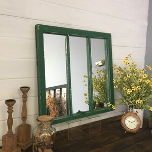 Distressed Green Barn Window Mirror Made From a 1930s Home. Great Paint ...