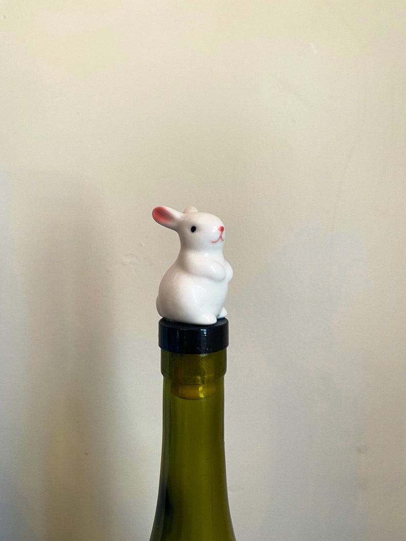 Rabbit Bottle Stopper Beautiful white rabbit to decorate any | Etsy