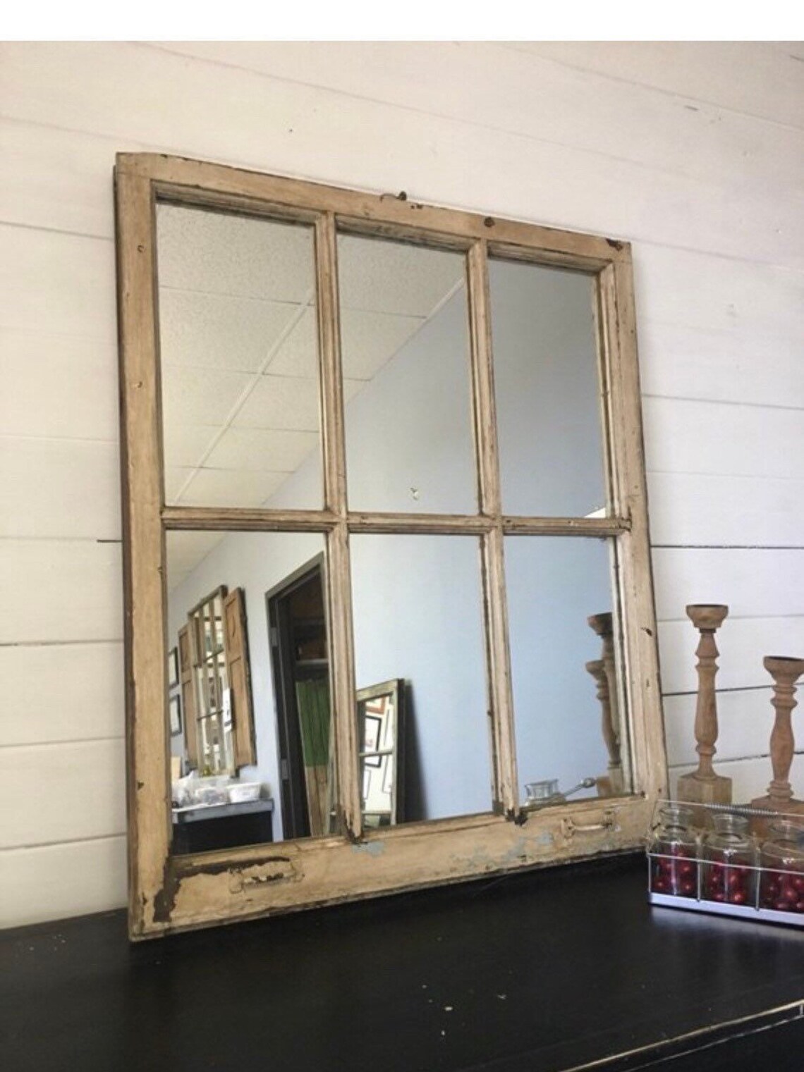 Distressed Barn Window Mirror Made From a 1910 Pigeon Forge - Etsy