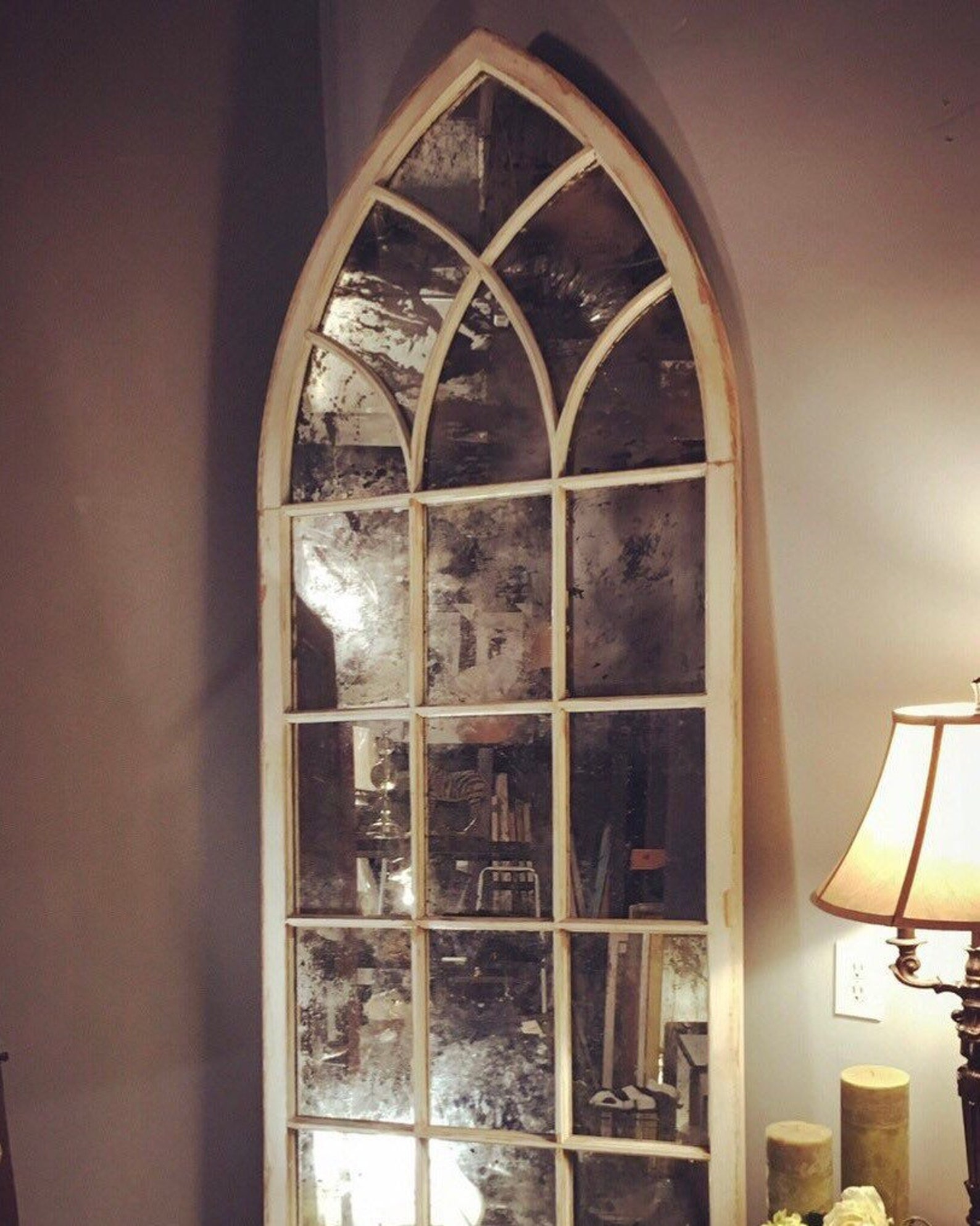 Large Arched Window Mirror Church Window Made Into a | Etsy