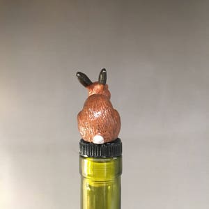 Rabbit Wine Stopper, Wine Gift, Wine Gifts, Rabbit Gift, Bunny, Brown ...