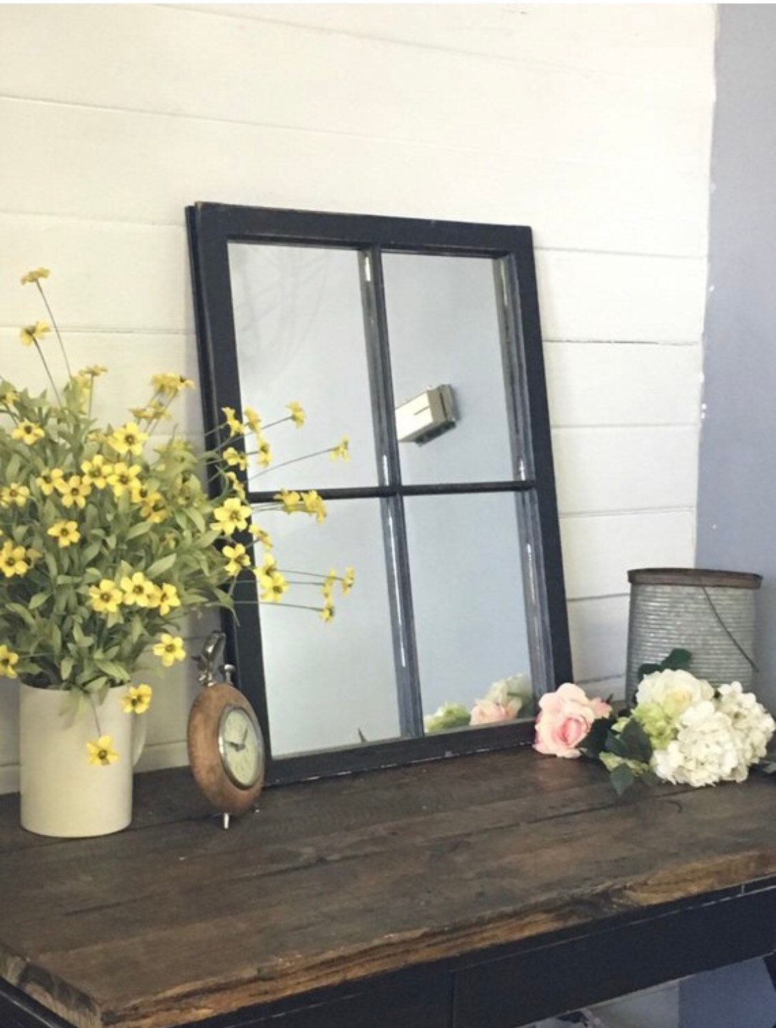 Distressed Black Barn Mirror with amazing thick frame. | Etsy