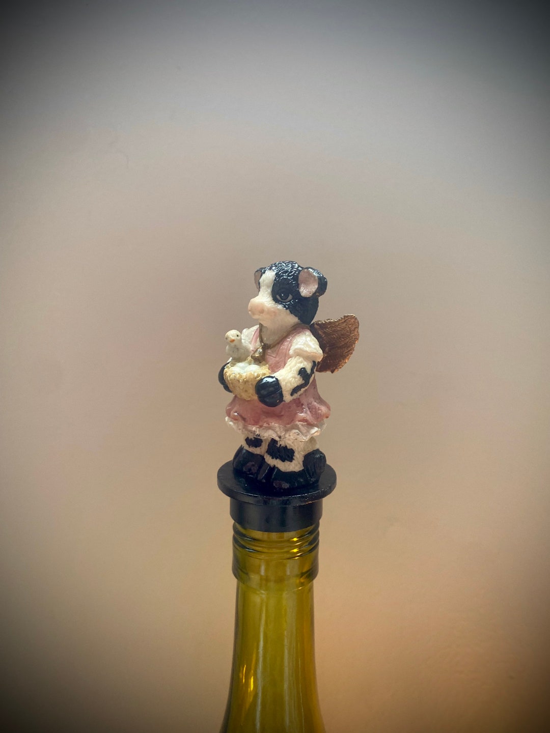 Handmade Cow Angel Bottle Stopper! Made From a Vintage Christmas Figure ...