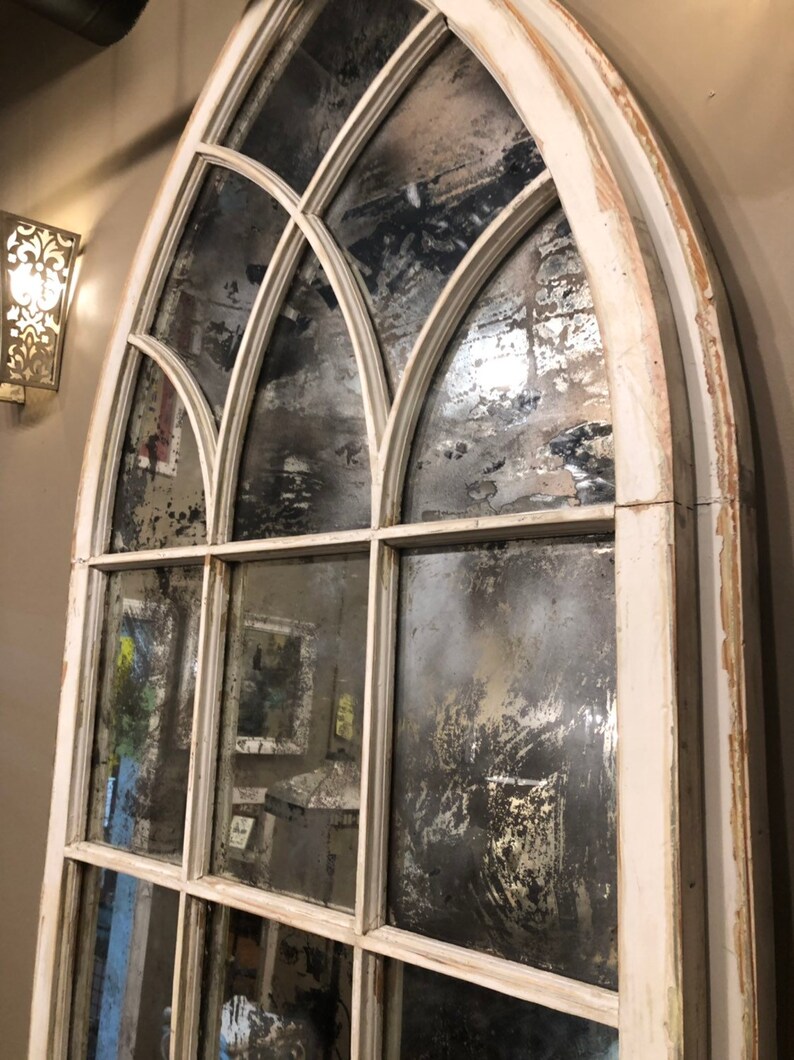 Large Arched Window Mirror Church Window Made Into a - Etsy