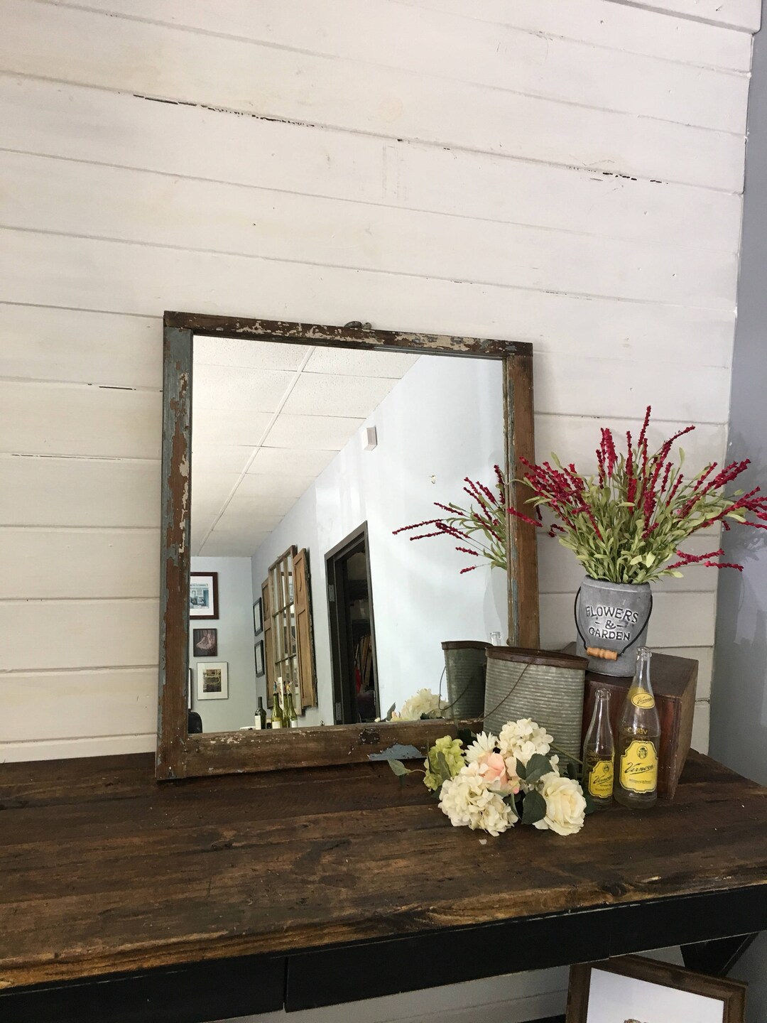 Distressed Window Mirror From a 1920 Charleston, SC Home, Distressed ...