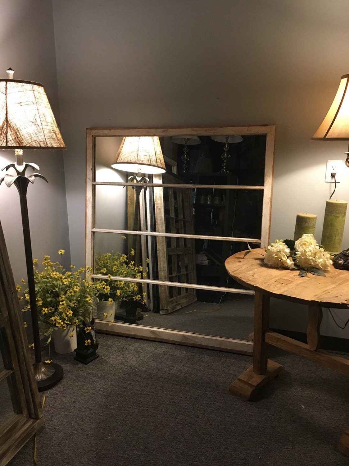 XL White Barn Mirror made from an antique window. 100% real. A | Etsy