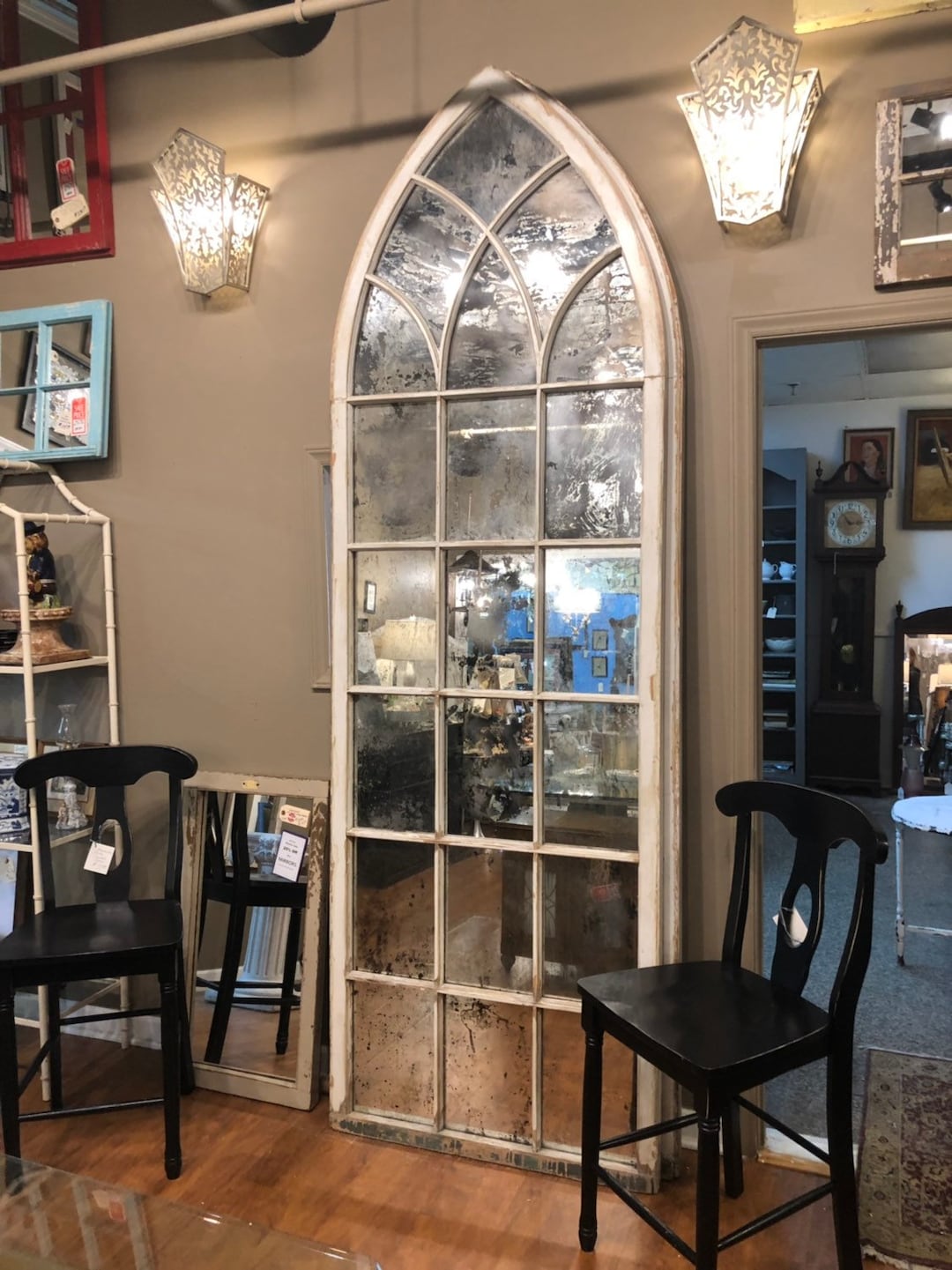 Large Arched Window Mirror, Church Window Made Into a Farmhouse Mirror ...