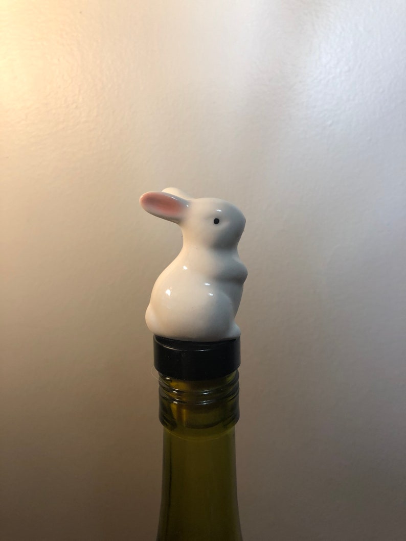 Rabbit Bottle Stopper Beautiful white rabbit to decorate any | Etsy