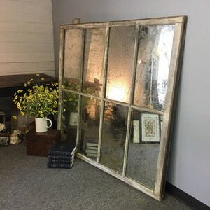 Distressed Barn Window Mirror, Rustic XL Wall Mirror With Trendy ...