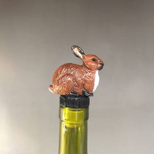 Rabbit Wine Stopper, Wine Gift, Wine Gifts, Rabbit Gift, Bunny, Brown ...