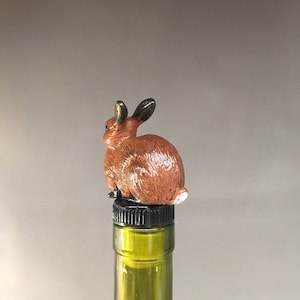 Rabbit Wine Stopper, Wine Gift, Wine Gifts, Rabbit Gift, Bunny, Brown ...