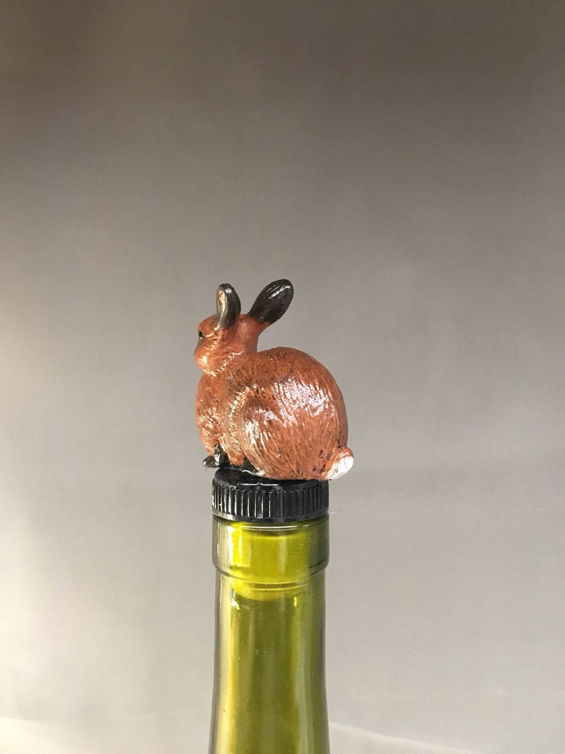 Rabbit Wine Stopper, Wine Gift, Wine Gifts, Rabbit Gift, Bunny, Brown ...