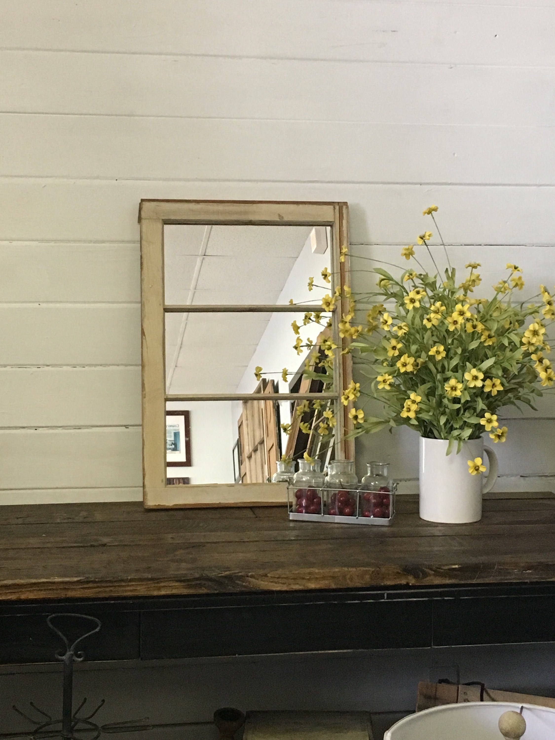Rustic White Farmhouse Mirror Made for a Very Od Barn | Etsy