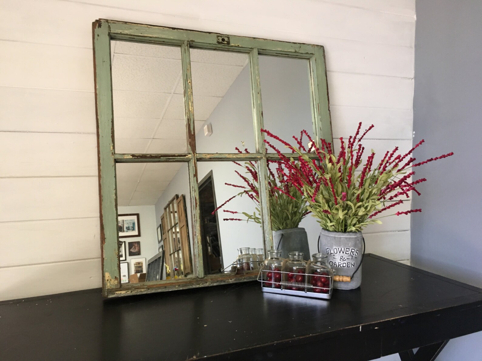 Rustic Blue Window Mirror. - Etsy