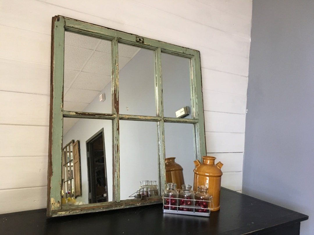 Rustic Blue Window Mirror. - Etsy