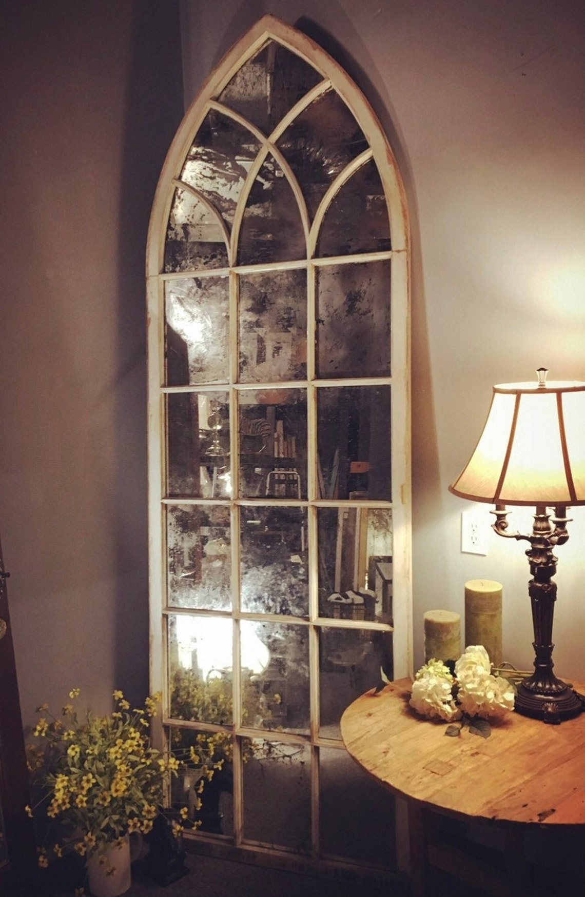 Large Arched Window Mirror Church Window Made Into a - Etsy