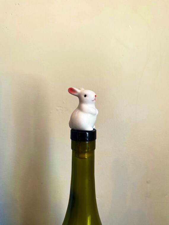 Rabbit Bottle Stopper Beautiful white rabbit to decorate any | Etsy