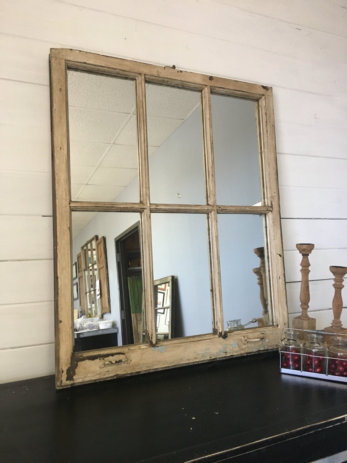 Distressed Barn Window Mirror made from a 1910 Pigeon Forge | Etsy