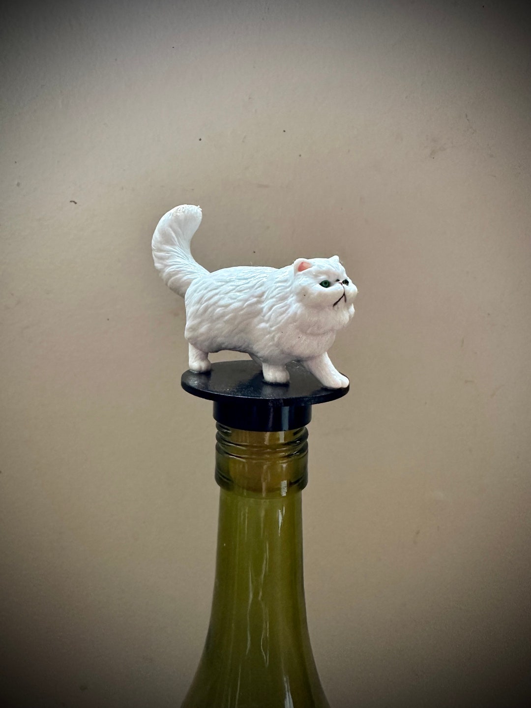 Fluffy White Cat Bottle Stopper.. Fun Wine Stopper for a Owner. - Etsy