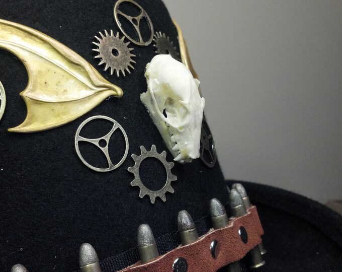 Horror Western Top Hat: Black Wool Felt Steampunk Full Size Top Hat ...