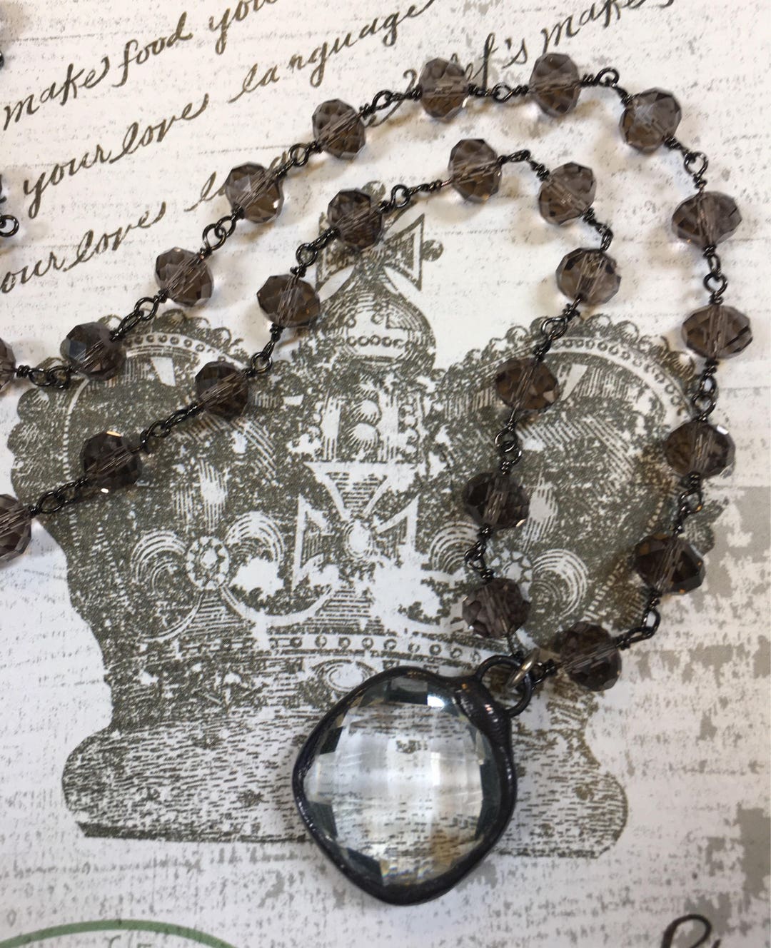 2 FEET! 8mm X 6mm Smokey Gray Chain Wire Wrapped Chain Dark Silver ...