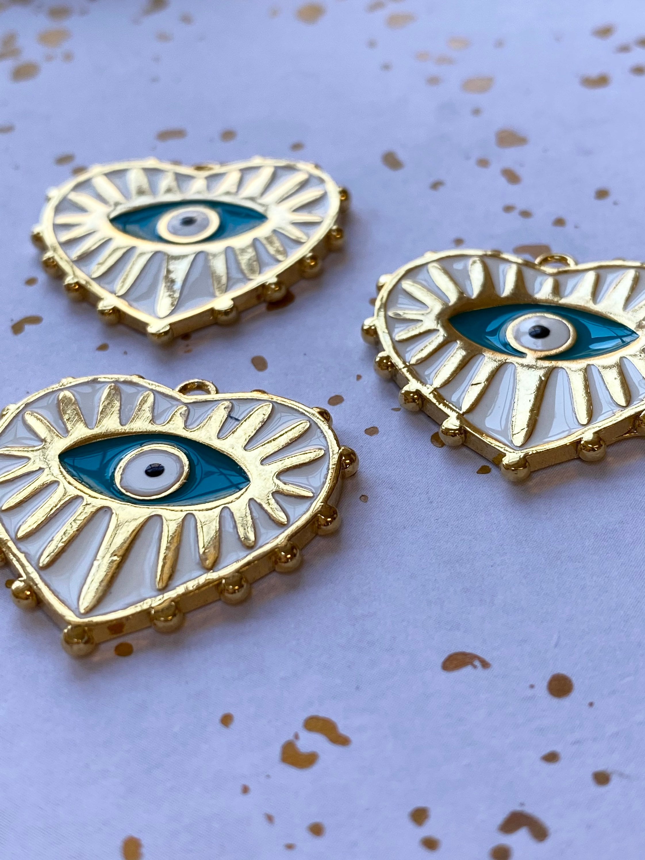 Large Enamel Evil Eye Heart Pendant 27mm X28mm Evil Eye Charm | Etsy