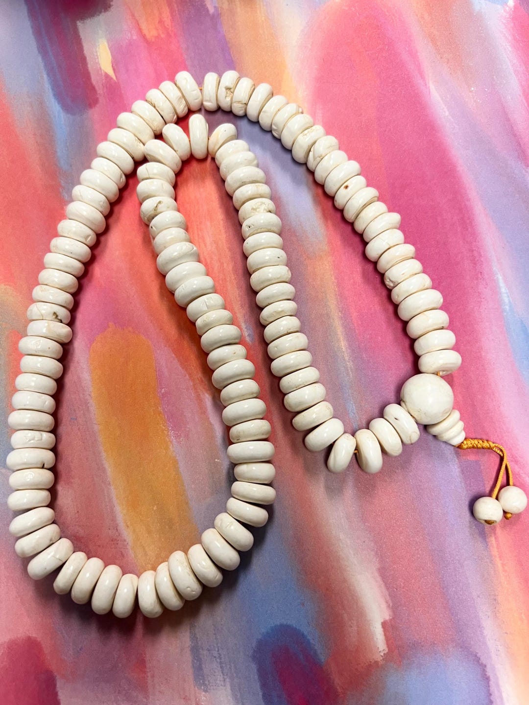 Naga Shell Beads 14mm Rondelles 28 Inch Strand 108 Beads Hand Carved ...