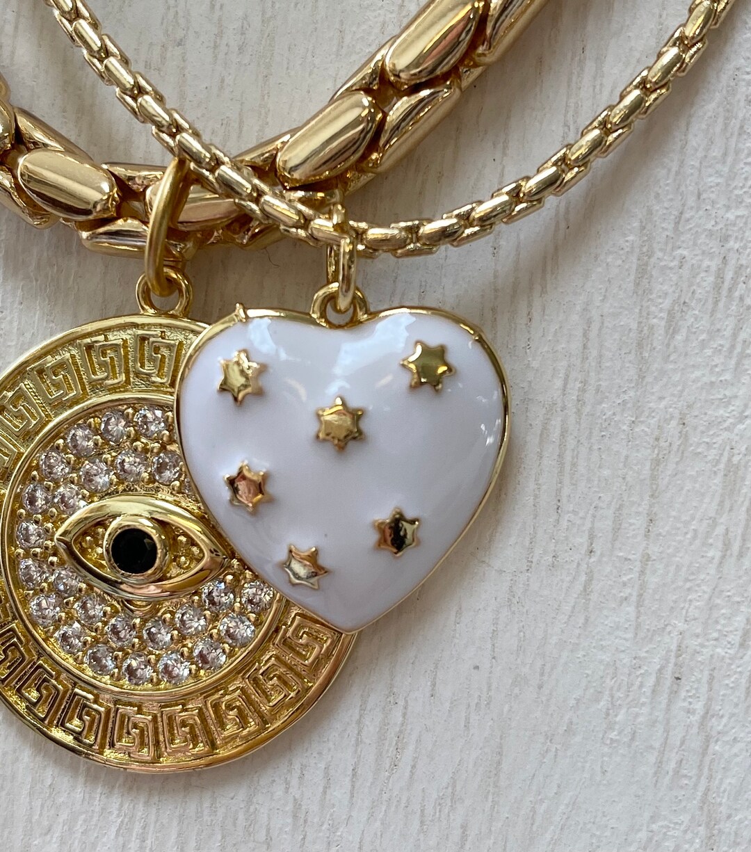 Enamel Heart Charm Heart Jewelry 17mm X 16mm Heart Pendant Gold Plated ...