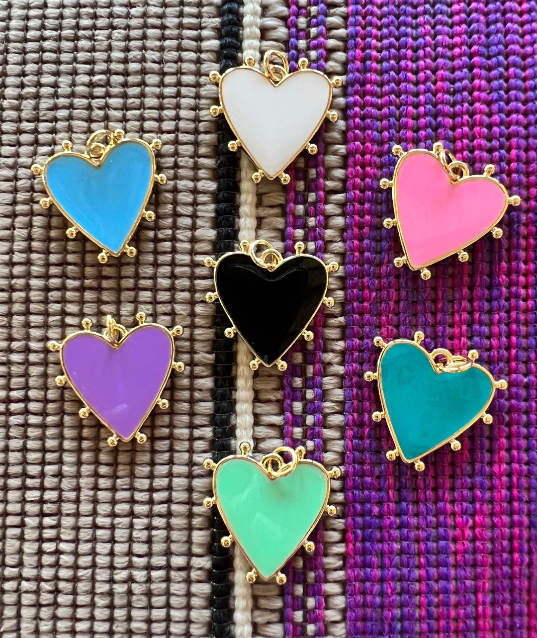 Enamel Heart Charm Multicolor Enamel Heart Charm Enamel Jewelry ...