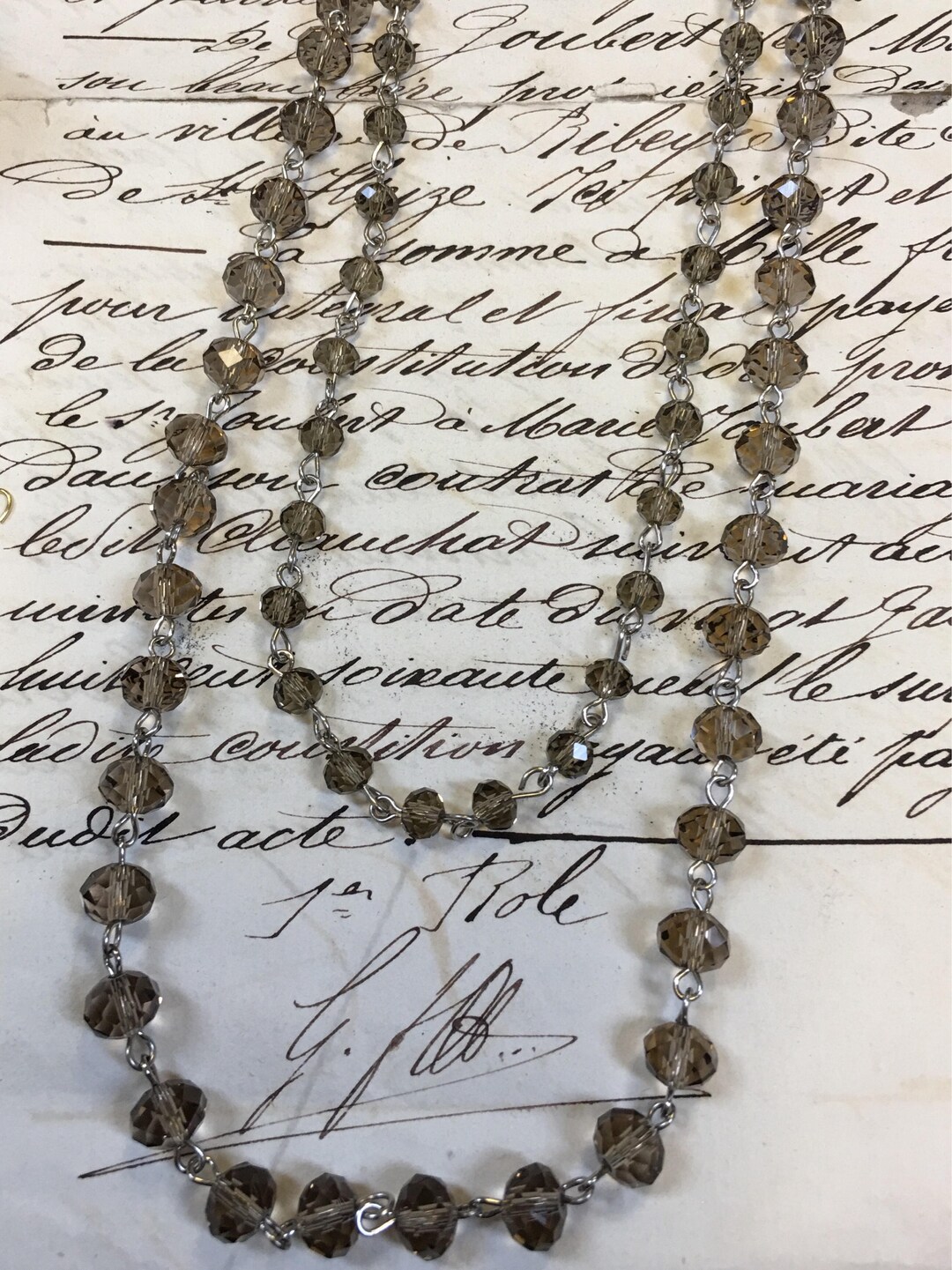 2 Feet of Smokey Gray Chain 2 Sizes Gray Crystal Chain 2 Sizes 6mm and ...