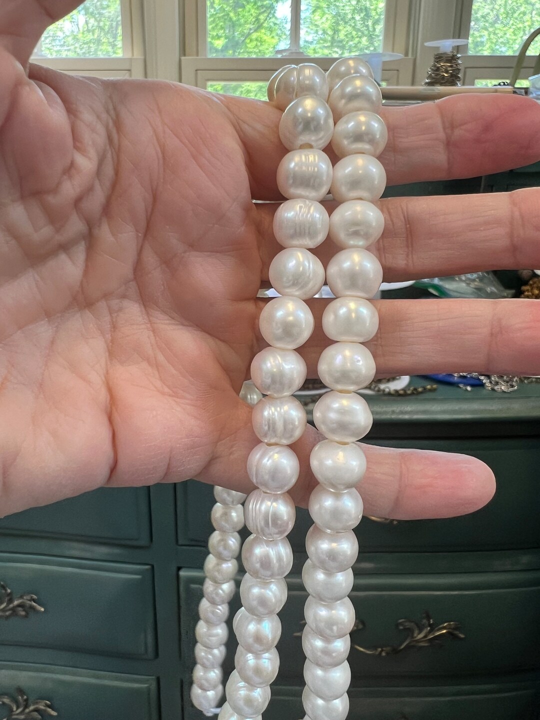 Pearls White 10mm Large Hole Approximately 2mm Hole 15 Strand White ...