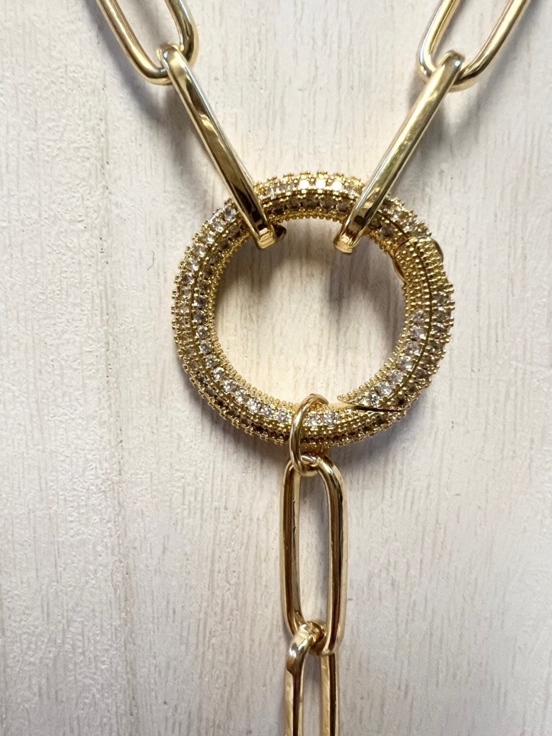 Large Round Clasp With CZ Inlay 26mm X 5mm Push Clasp Spring Gate ...