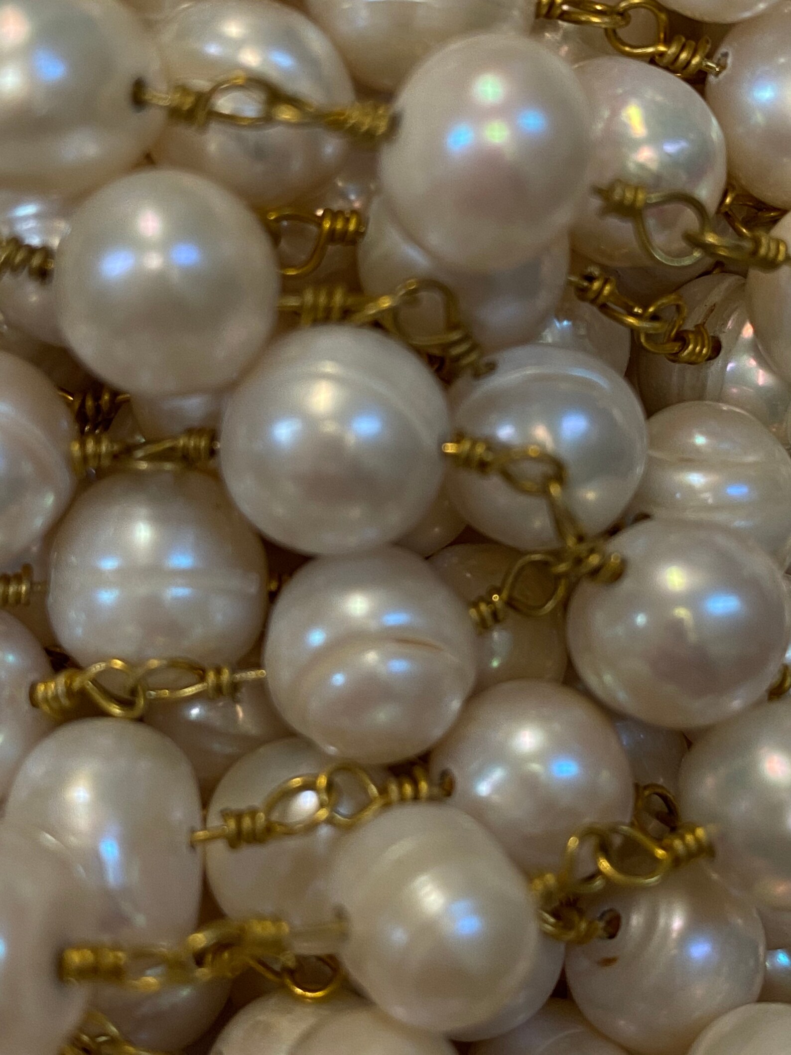 Pearl chain freshwater pearls gold wire wrapped chain 1 or 2 | Etsy