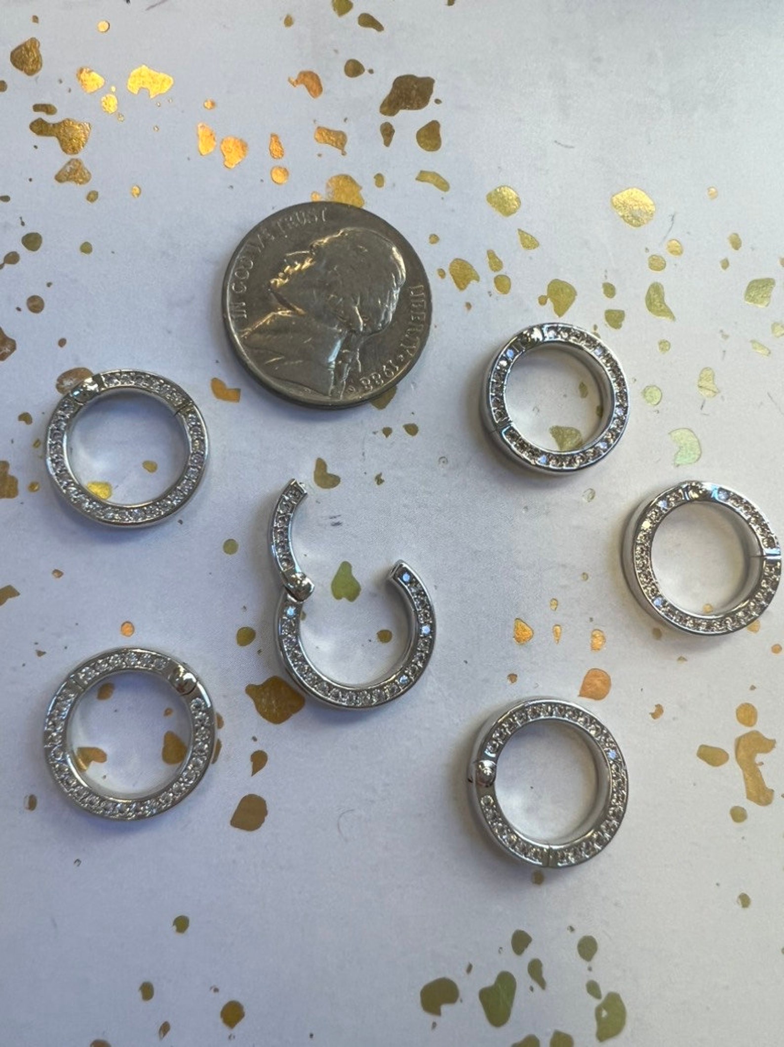 CZ Clasp Snap Clasp With CZ Inlay 15mm X 3mm Push Clasp Circle - Etsy