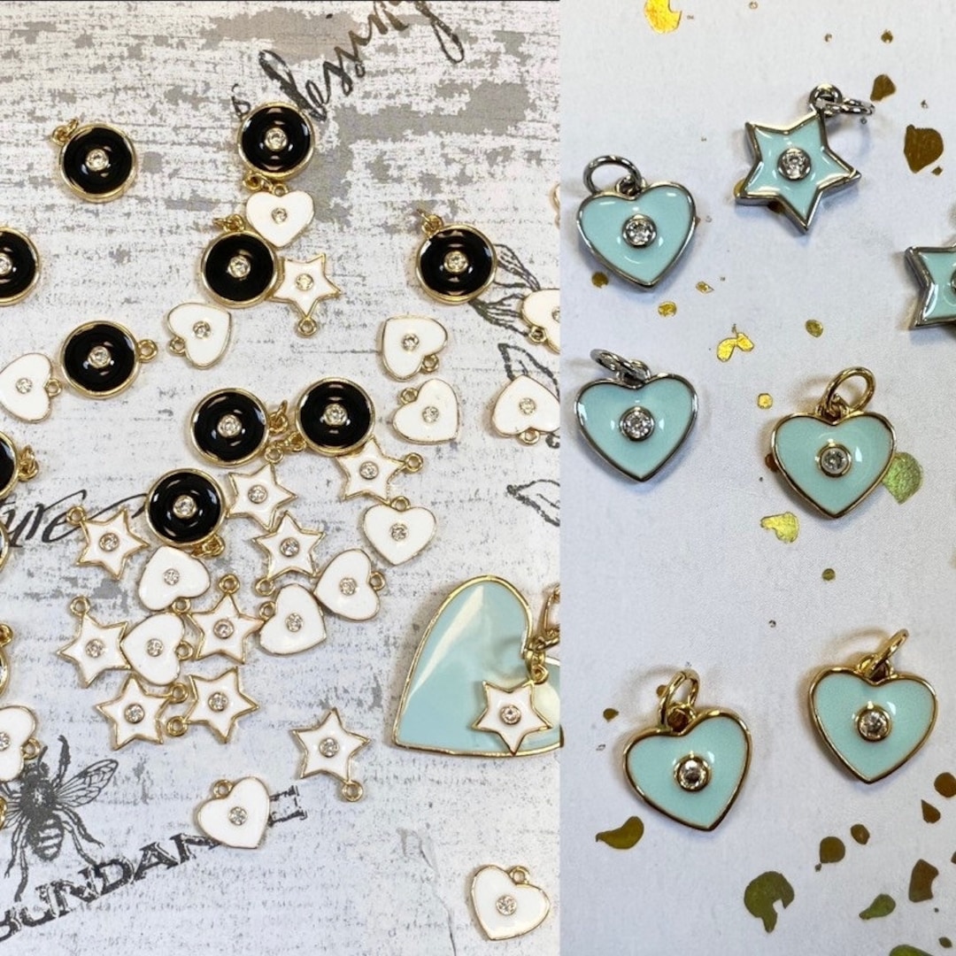 Sale! Enameled Charms 10mm Small Dainty Heart Charm Charms Small Star ...
