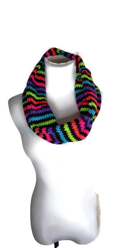 Bright Multicolor Neon Stripes Circle Scarf Cowl - Etsy