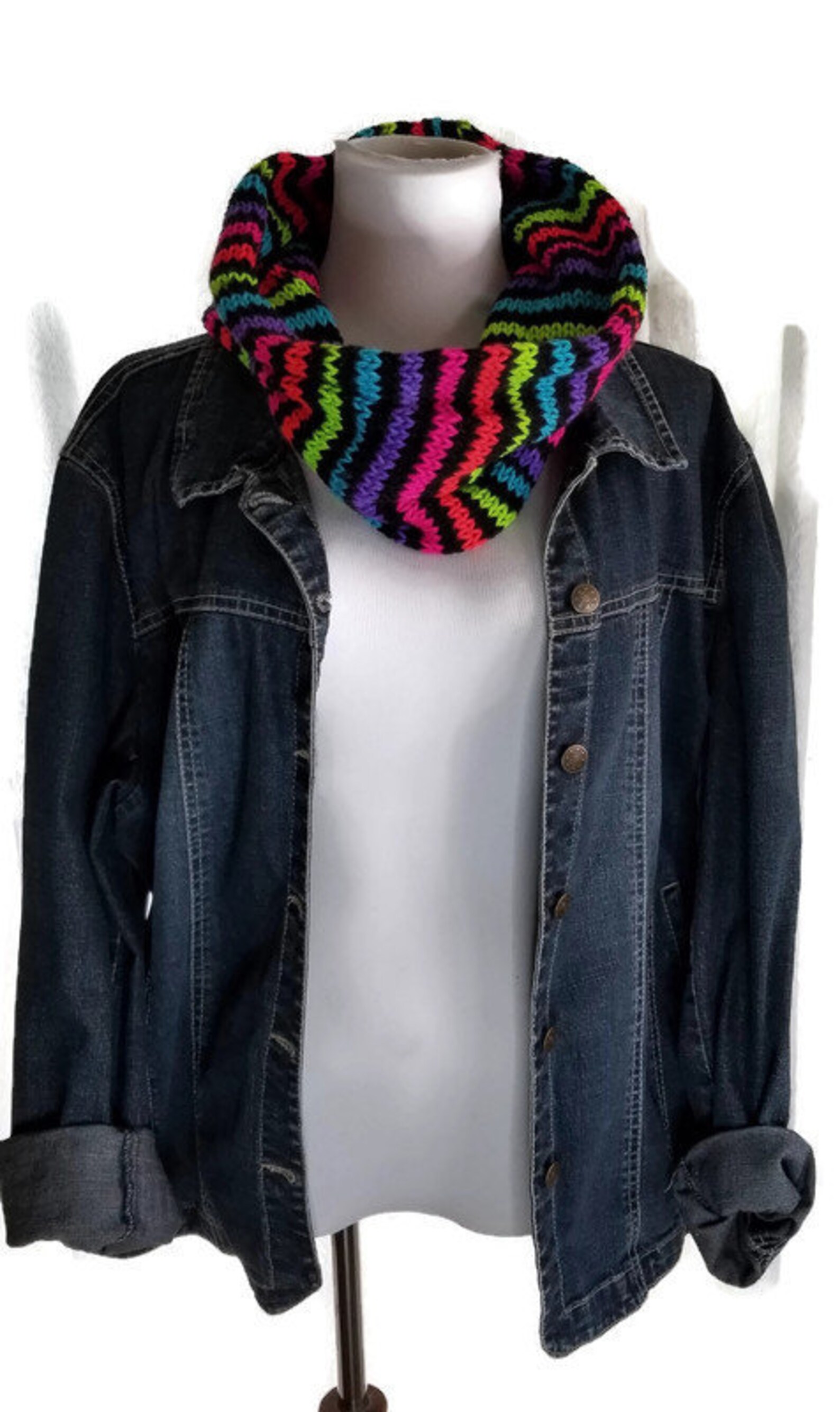 Bright Multicolor Neon Stripes Circle Scarf Cowl - Etsy