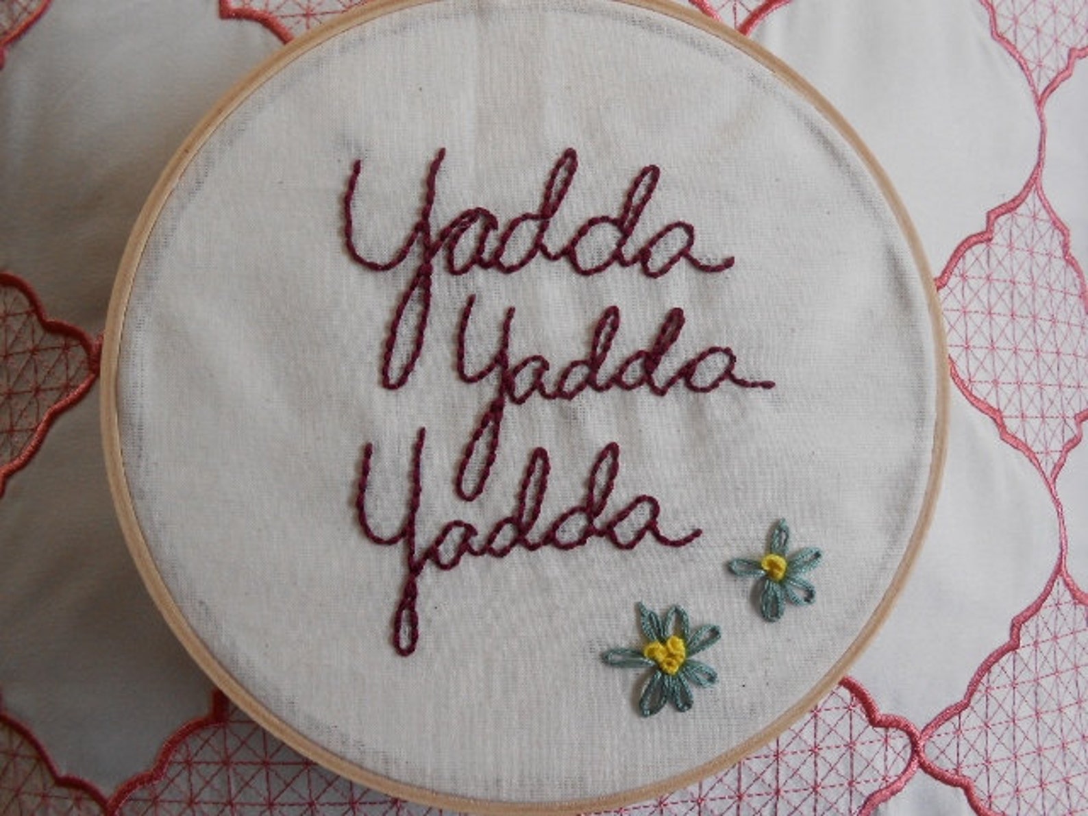 NEW Hand Crafted Seinfeld Yadda Yadda Yadda 90's TV Embroidered Hoop ...