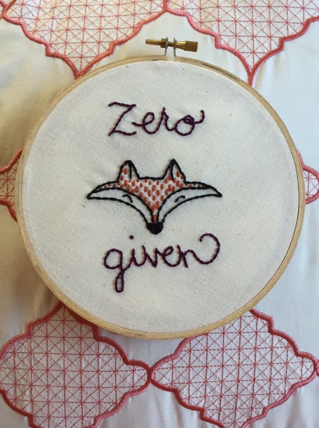 New Handcrafted Woodland Creature Zero Fox Given Embroidered Hoop Wall ...