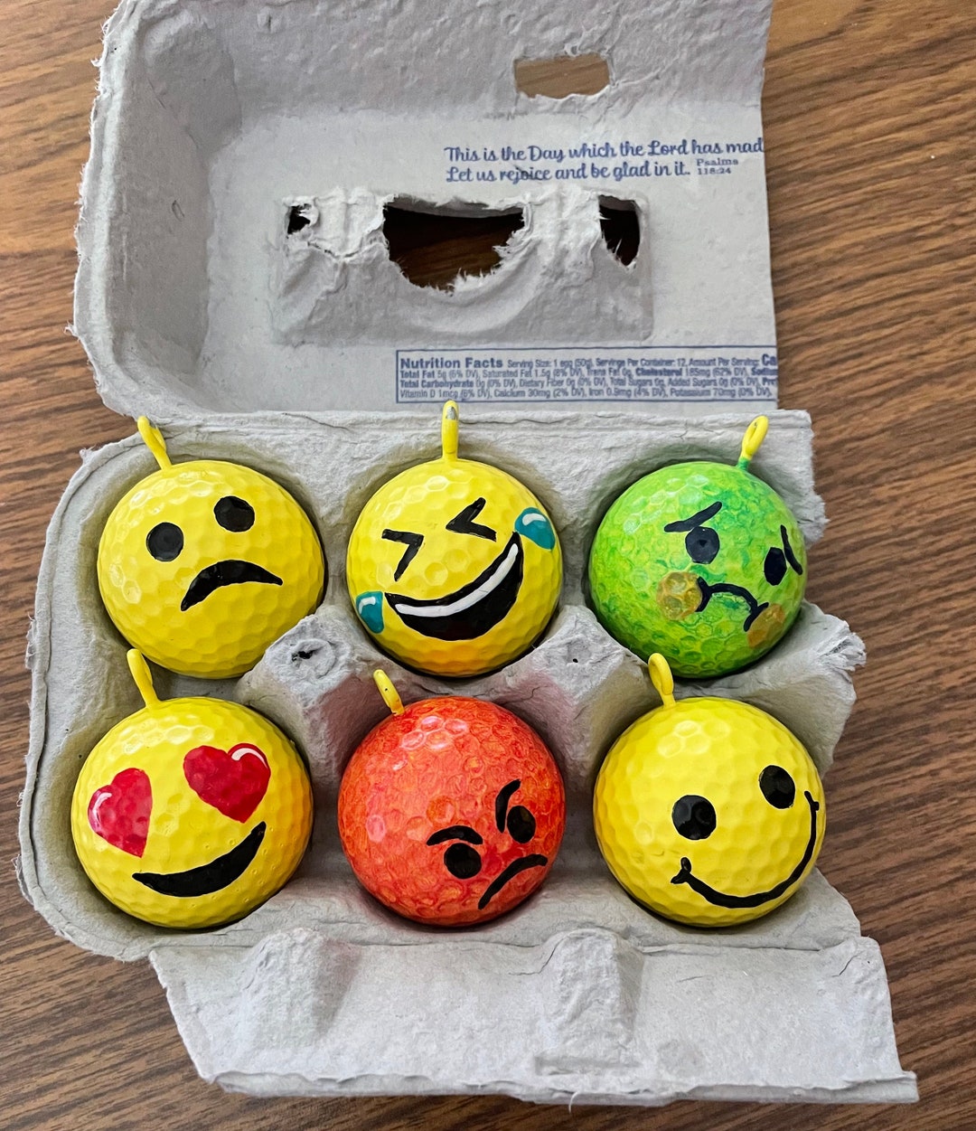 Say It With a Golf Ball 6 Emoji Hand Painted Expressions - Etsy