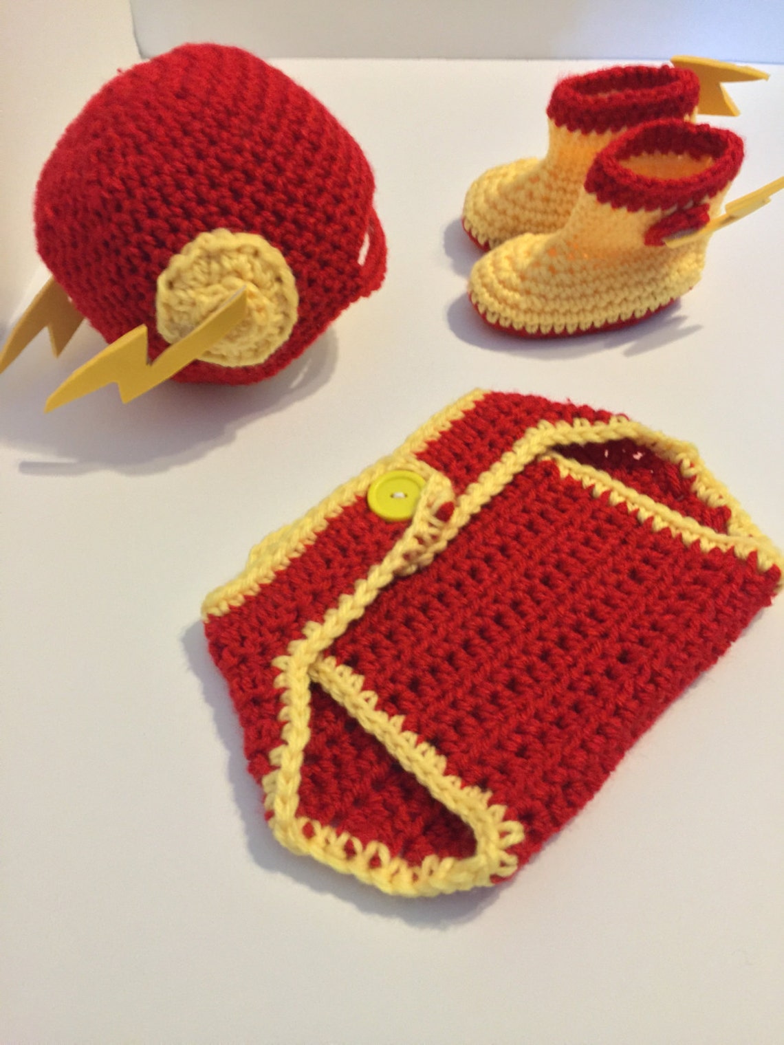 Crochet Flash Hat Diaper Cover Flash Inspired Hat Superhero | Etsy