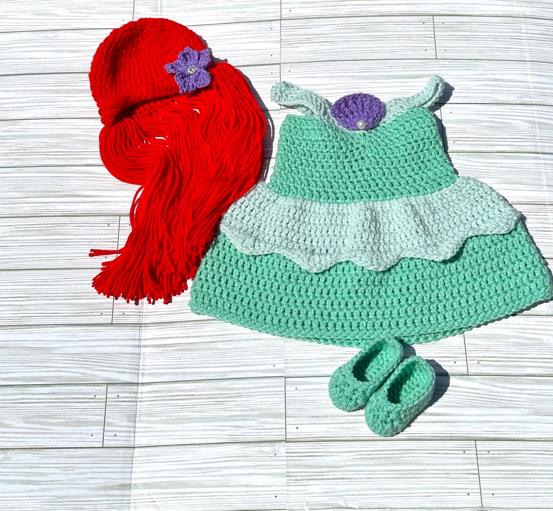 Princess Ariel Inspired Mermaid Dress Costume/ Ariel Wig Hat/ Princess ...